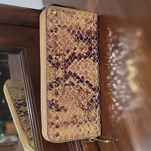 Michael Kors | Bags | Michael Kors Leather Python Reptile Design Gold ...